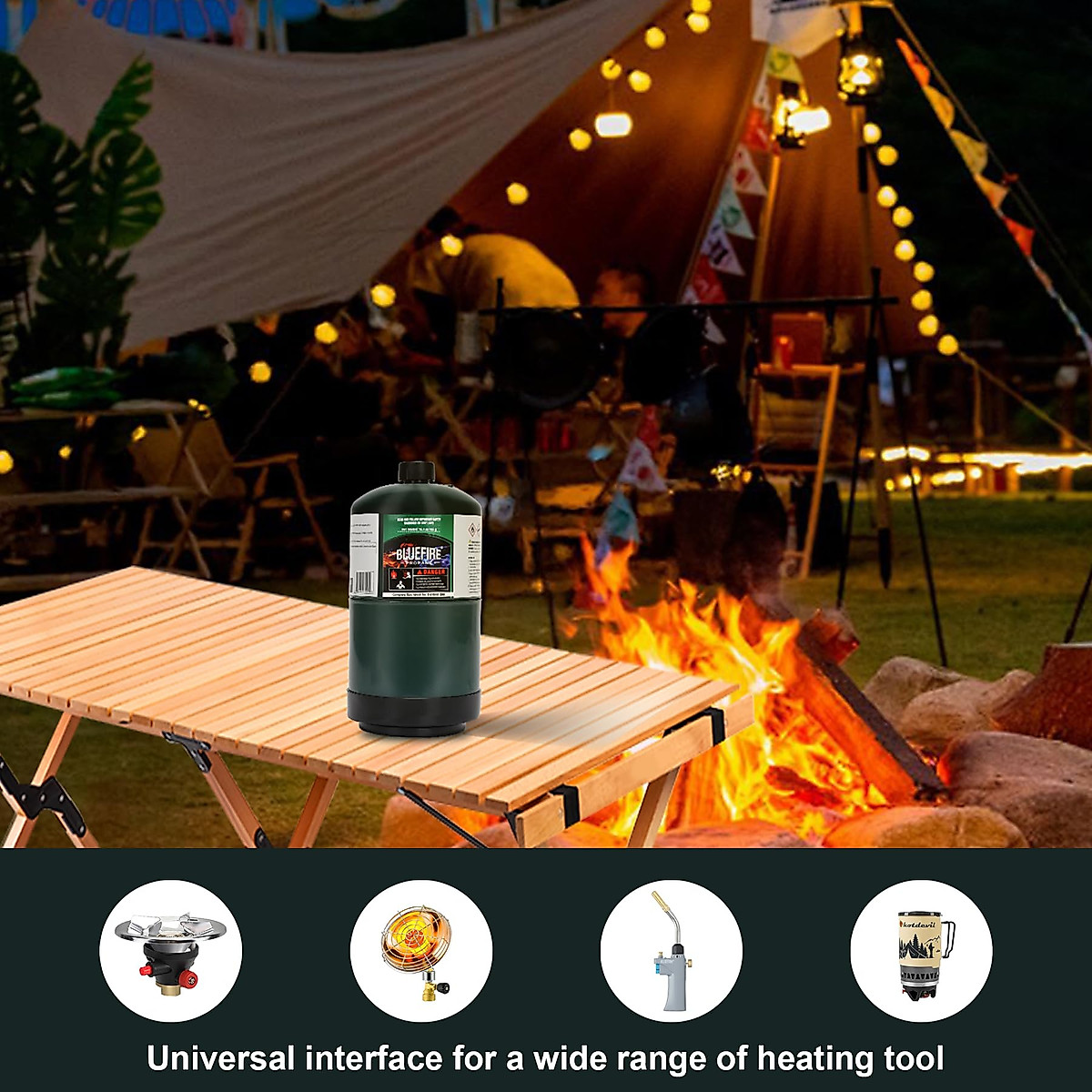 BLUEFIRE 16.4 oz Propane Replacement Fuel Camping Gas Cylinder Pack of 4 All Purpose Portable Canister Propane Gas Tank for Camping Stove Outdoor Backpack Mini Burner Heater Cooking Torch Lamp