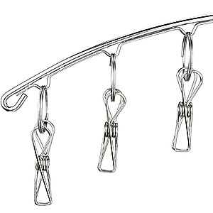 WAIKAS [Pack of 2 pcs] Socks Underwear Hanger,Stainless Steel Hanger，Stainless Steel Sock Hanger with 8 Clips, Suitable for Drying Socks, Underwear, Baby Clothes, Towels