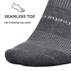 Feetures High Performance Max Cushion Ankle Sock - No Show Socks for Women & Men with Heel Tab - Heather Gray, L (1 Pair)