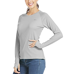 Willit Women's UPF 50+ Sun Protection Shirt Long Sleeve SPF UV Shirt Rash Guard Swim Hiking Fishing Tops Lightweight Gray M