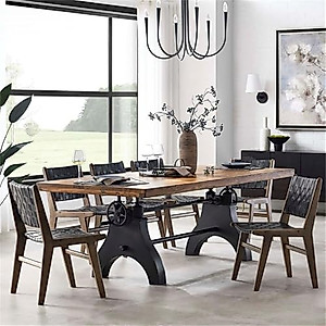 Modway EEI-6149-BLK-NAT Genuine 96" Crank Adjustable Height Dining and Conference Table, Black Natural