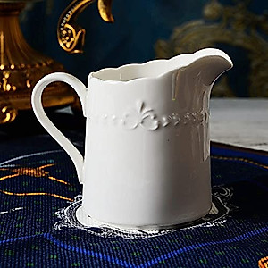 Sizikato White Porcelain Pitcher with Handle, 8 Oz Creamer Pitcher.