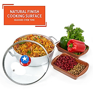 IMUSA USA LIMITED EDITION Puerto Rico"Boricua" themed Caldero 3.7Qt with Glass Lid & Unique Knob,Silver,GAU-80139