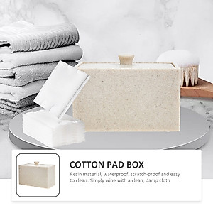 Zerodeko Holder Cotton Round Holder Resin Cotton Swab Storage Box with Lids 2 Compartments Cotton Pad Container Makeup Cotton Swab Canister Vanity Organizer (Beige) Tampon Flask