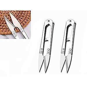 Zittop 2pcs Premium Stainless Steel 4.2in U Sewing Scissors Clippers, Embroidery Yarn Scissors Mini Thread Sewing Cutter, Yarn Fishing Mini Small Snips Trimming Nipper Great for Stitch (Silver)