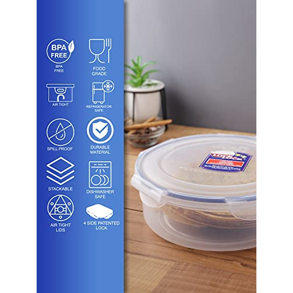 Lock & Lock Round 2.5ltr, 8.6 x 8.6 x 24.5 cm, Clear