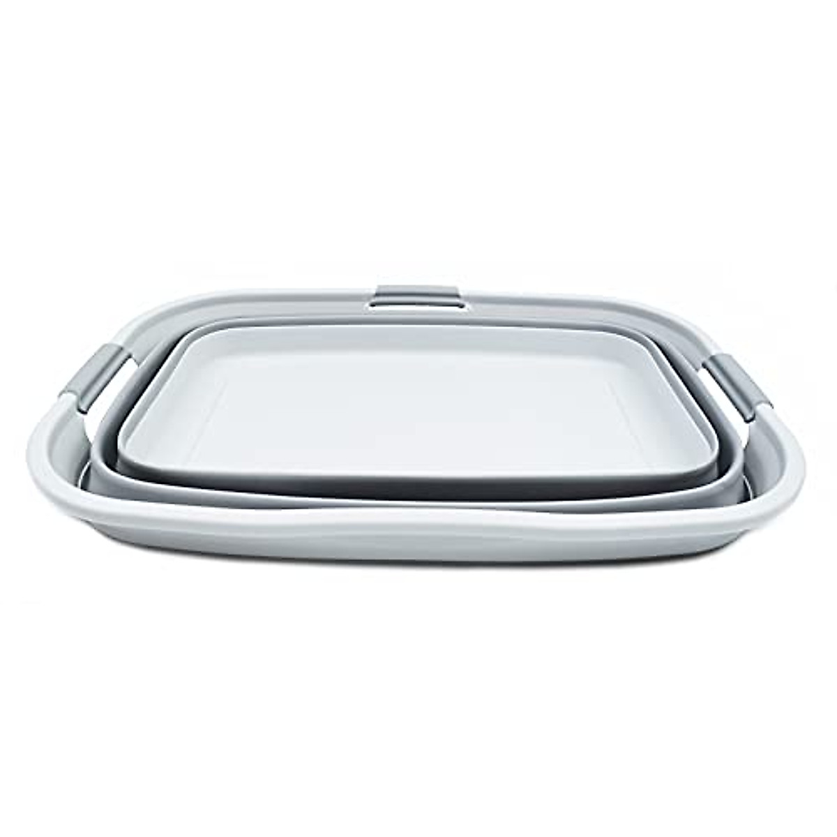 SAMMART 44L Collapsible Plastic Laundry Basket - Foldable Pop Up Storage Container / Organizer - Portable Washing Tub - Space Saving Hamper / Basket, Water Capacity: 35L (1, Grey), Size: 25.4 x 17.3 x 10.2 inches