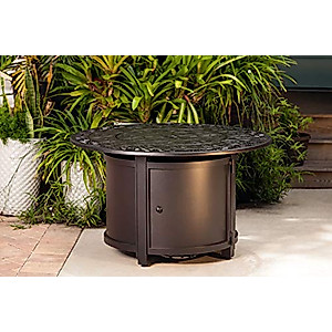 Fire Sense 62410 Longpoint Round Aluminum LPG Fire Pit Table Attractive Mocha Finish - Antique Bronze