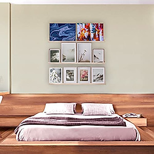 AZSKY 48 Inch Long Narrow Floating Shelves for Wall Storage Rustic Natural Wood Wall Shelf for Wall Décor Wall Bookshelf for Kids Room Picture Ledge Shelf a Set of 3