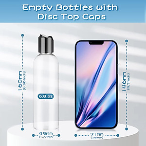 24 Pcs 6.8 oz Clear Plastic Empty Bottles Refillable Containers with Disc Cap Travel Shampoo Bottles for Shampoo Lotions Creams Liquid Cosmetic Body Soap