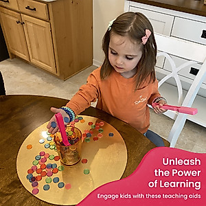 MR CHIPS Made in USA Upgraded Bingo Magnetic Wand & 200 Pieces ¾ Inch Pink Plastic Chips with Metal Rings - Support American Job