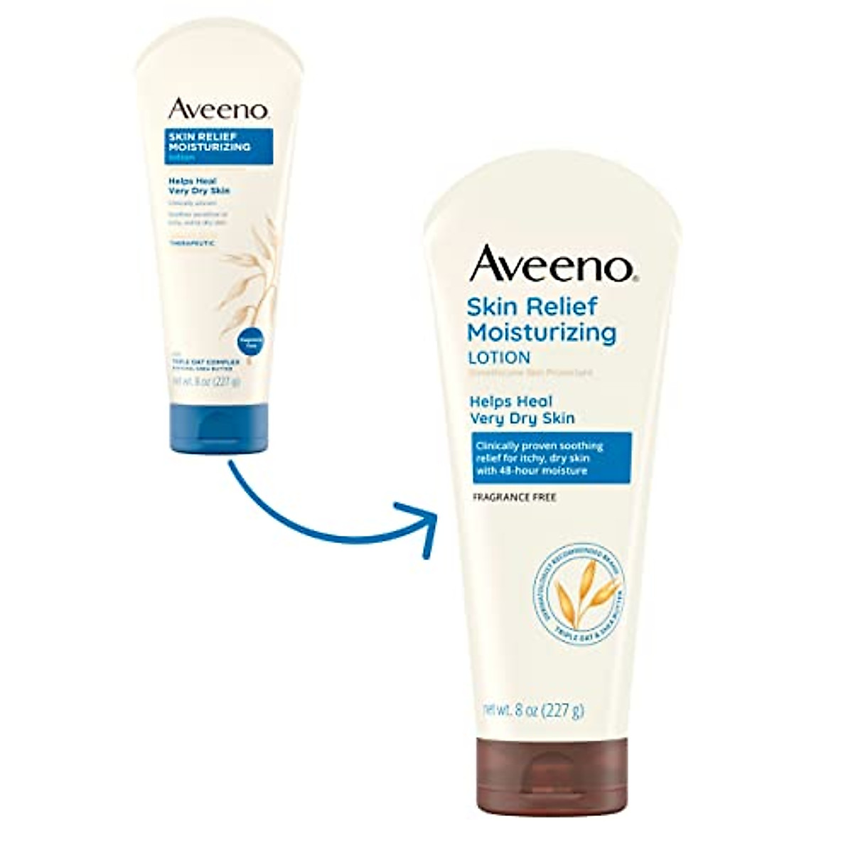 Aveeno Skin Relief Moisturizing Lotion for Very Dry Skin with Soothing Triple Oat & Shea Butter Formula, Dimethicone Skin Protectant Helps Heal Itchy, Dry Skin, Fragrance-Free, 8 fl. oz