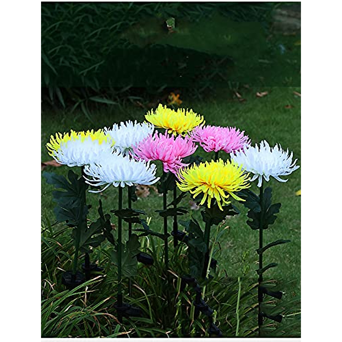XinCanKun 4 Pack Outdoor Solar Lights, Solar Garden Lights with 4 Bigger Chrysanthemum Flowers, Waterproof Outdoor Lights - Bigger Solar Panel for Garden Patio Yard Pathway (4 Pack White)