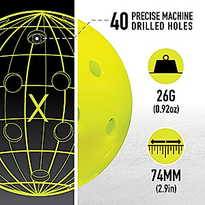 Franklin Sports Pickleball Paddle and Ball Set - (2) Fiberglass Pickleball Rackets + (4) X-40 Pickleballs - USA Pickleball (USAPA) Approved, Red/Yellow