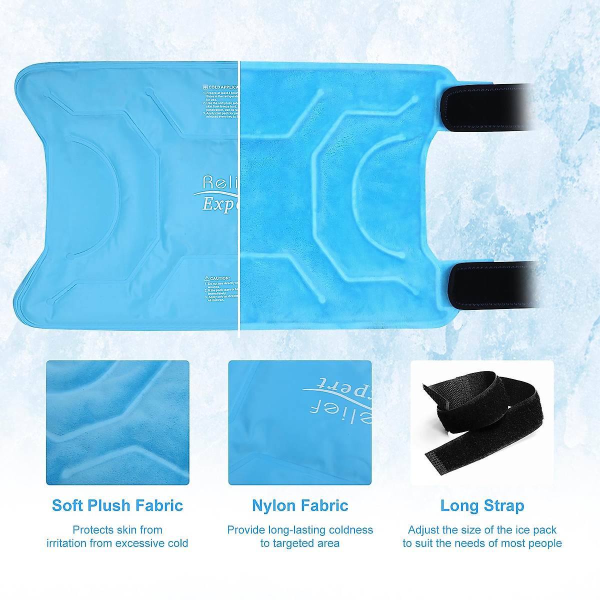 XXXL Knee Ice Pack Wrap Around Entire Knee After Surgery, 20‘’ Extra Large Reusable Gel Ice Pack, Ice Wraps for Soothing Discomfort