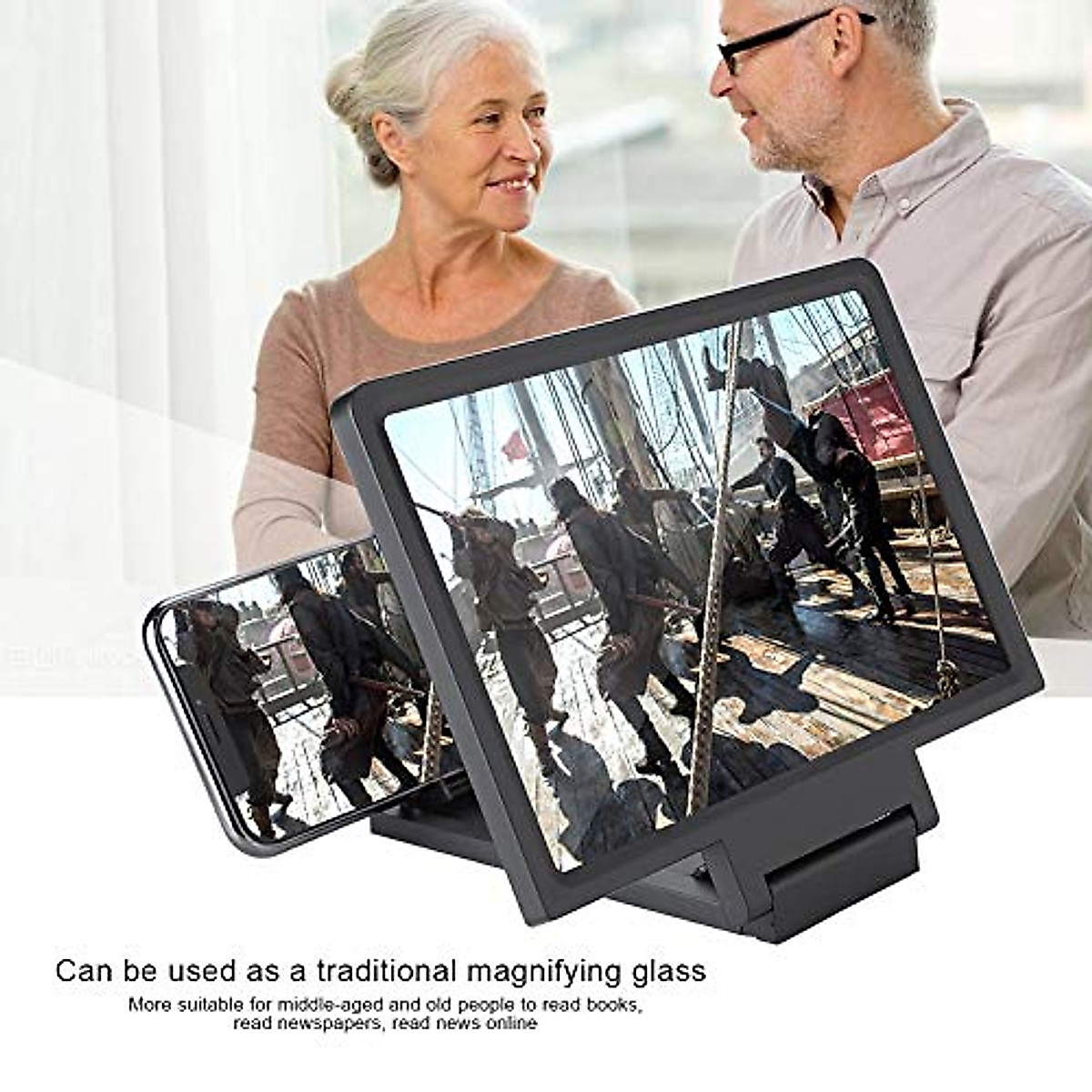 ASHATA 19.56" Screen Magnifier for Smartphone, HD Mobile Phone Screen Magnifier, No Power Drive, Movie Video Expandable HD Screen for Watching Movies Videos (Black)