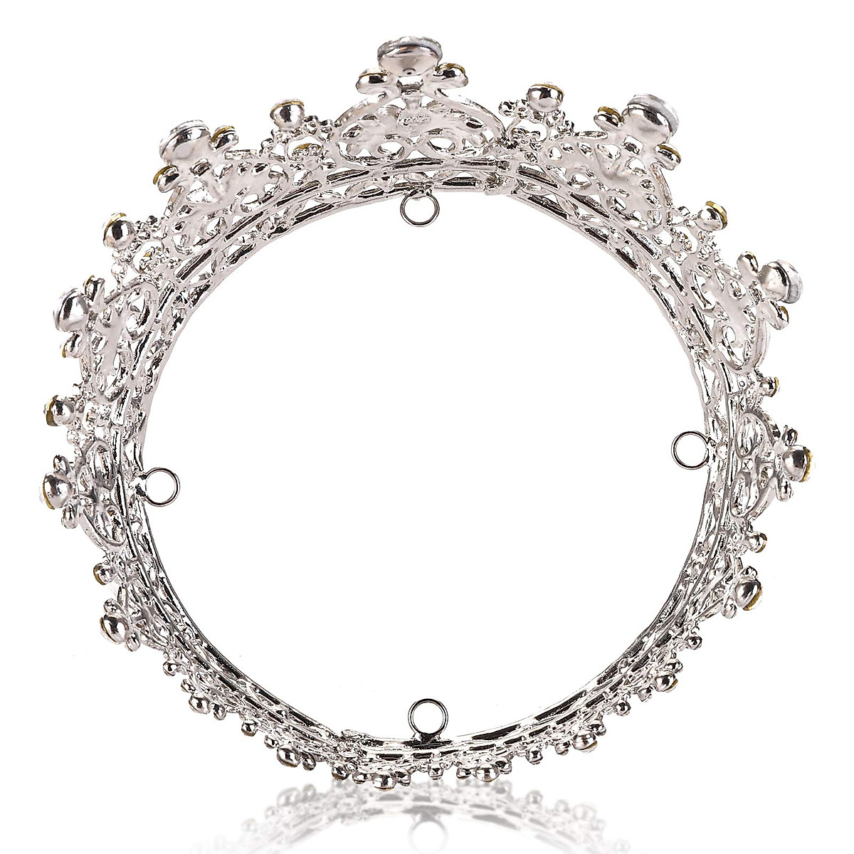 Yopay Crystal Queen Crowns, Full Round Women Bridal Diamond Crowns and Tiaras Cake Topper for Birthday Pageant Prom Wedding Party Christmas Halloween Costume, Silver