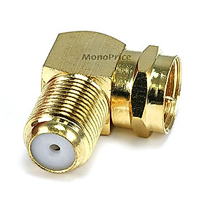Monoprice 106775 F Type Right Angle Female to Male Adapter, Gold Plated