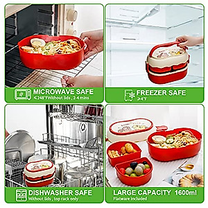 PUOENFGR Bento Lunch Box,Large Capacity Double Layer stacking with Handle with Adults,Microwave Can Be Used,Comes with Three-Piece Cutlery Set,BPA-Free,Great for Camping,Work(Moe Force Brown)
