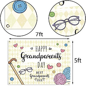 Nepnuser Happy Grandparents Day Photo Booth Backdrop School Event Retirement Love Grandparents Party Decorations Grandpa Grandma Holiday Photo Wall Decor (7×5ft)