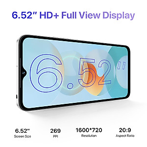 UMIDIGI Unlocked Cell Phone, G5A MTK Helio A22 4+4GB +64GB Android 13 Smartphone Unlocked with 6.52" Full Screen, 13MP+2MP+5MP AI Triple Camera, 5000mAh Battery Fast Charging Mobile Phones,White