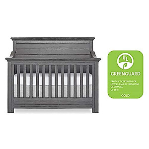 Evolur Waverly 5-in-1 Full Panel Convertible Crib in Rustic Grey, Greenguard Gold Certified , 58.75x31.25x46.5 Inch (Pack of 1)