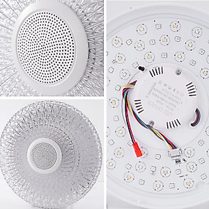 Mosasun 36W APP Remote Control Color Changing Ceiling Lamp with Bluetooth Speaker, Flush Mount LED Bathroom Music Ceiling Light for Kids Room, Laundry, Hallway