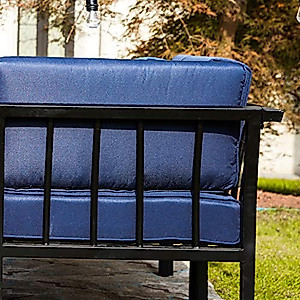 PatioFestival Conversation Set Outdoor Metal Furniture 4 Seats All-Weather Sectional Sofa Set with Cushioned for Garden,Lawn,Pool