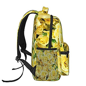 DAHALLAR Backpack Yellow Rose Flower Bookbags Highschool College Laptop Bag Casual Travel Daypack Hiking Camping