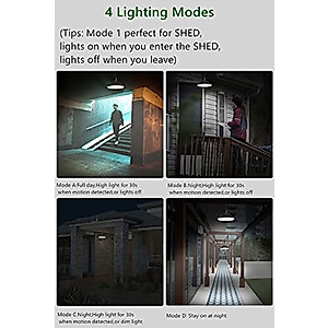 HULPPRE Solar Shed Light Motion Sensor 4 Modes-Daytime Avaialble 120Leds Bright Solar Light Indoor&Outdoor with Remote,IP65 Barn/Chicken Coop