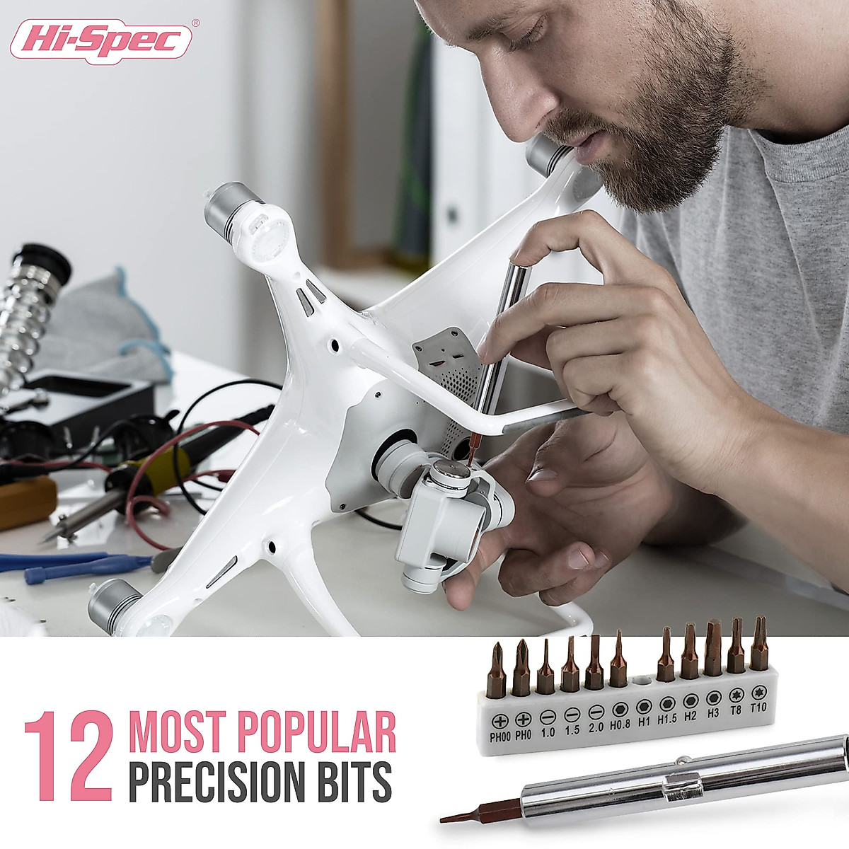 Hi-Spec 42pc Pink Household DIY Tool Set for Women. Home, Office and College Dorm Small Tool Kit of Starter Basic Ladies Tools