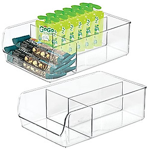 bHome & Co Clear Pantry Organization and Storage Bins Baskets Set of 2 - Cabinet Organizers, Snack Organizer For Pantry, Organizer Bins - Plastic Storage Bins Food Containers for Kitchen Organization