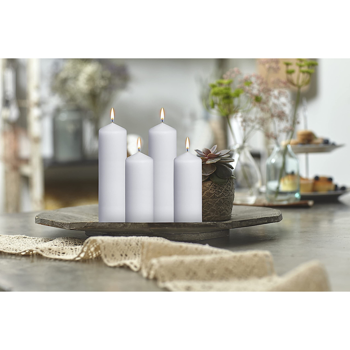 BOLSIUS 10 White Pillar Candles - 2.25 x 4.75 Inches - Premium European Quality - Individually Wrapped - 33 Hours Burn Time - Dripless Smokeless Unscented Dinner, Wedding, Party, & Restaurant Candles