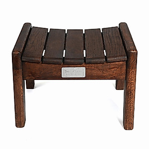 CONSDAN StoneCreek Creative Wood Stool, USA Grown Oak, Stylish Curved Seat Surface Rustic Crate-Inspired Design, Handcrafted Little Stool for Adult Kids, No Assembly Needed, Standard, Dark Oak