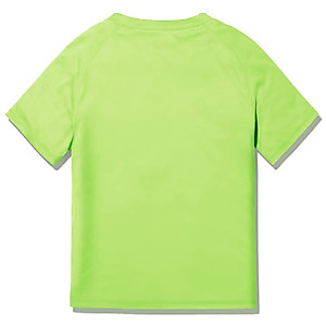 TSLA Youth Kids UPF 50+ Short Sleeve, Aqua Water Swimsuit Top, UV/SPF Surf Swim Shirt, Swim Shirt Lime, 8
