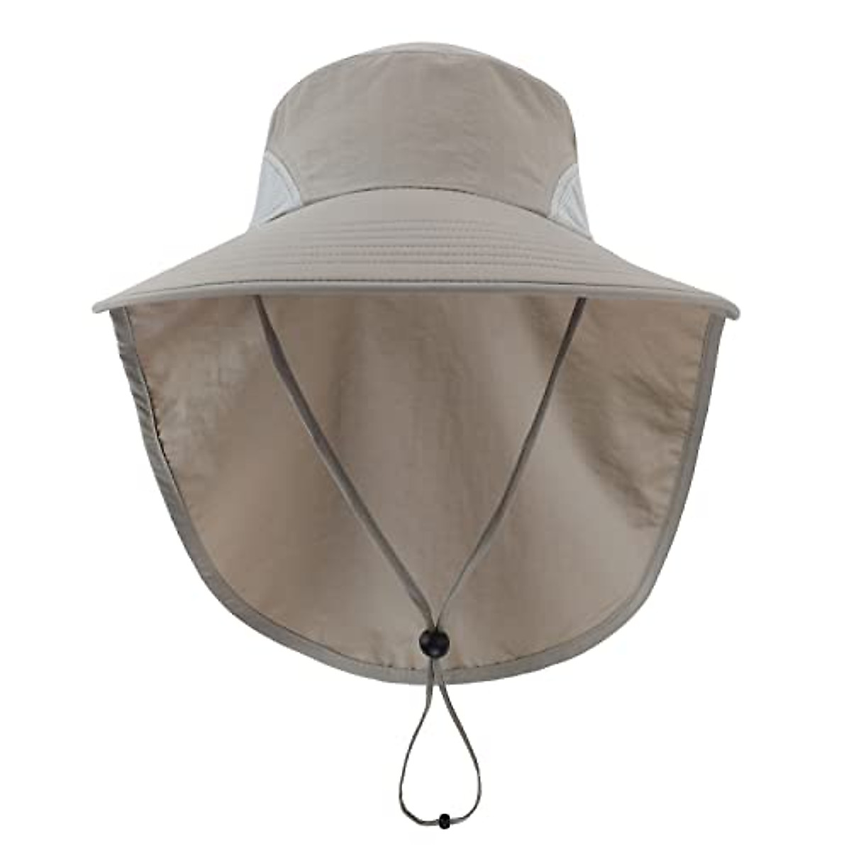 Home Prefer Outdoor UPF50+ Sun Hat Wide Brim Mesh Fishing Hat with Neck Flap (Light Gray)