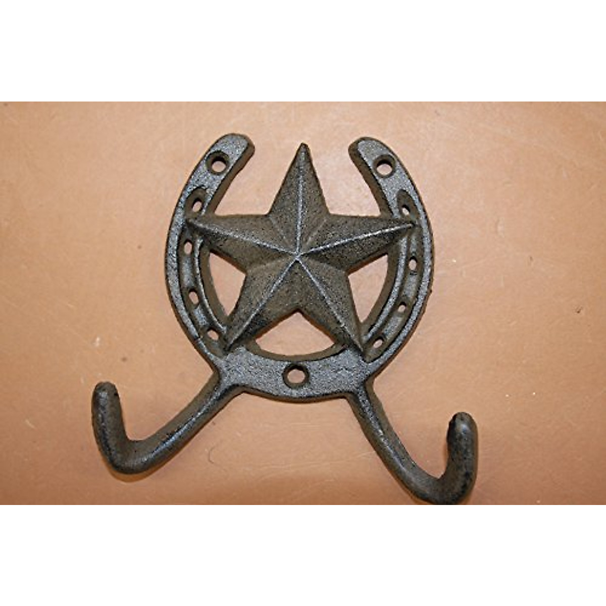 Texas Bath Decor Lone Star Towel Hooks Horseshoe Wall Hooks Solid Cast Iron, 12 inch Wide, W-72, Bundle 3 Items