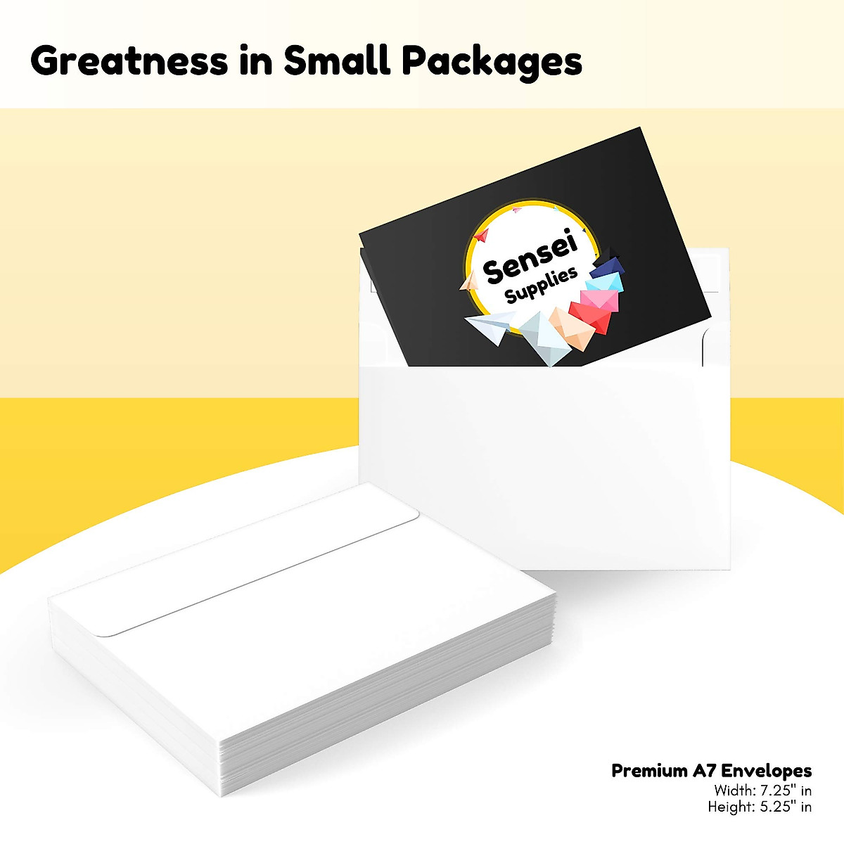 5x7 Envelopes for Invitations - 110 White Envelopes for 5x7 Cards - A7 - (5 ¼ x 7 ¼ inches) - Perfect for Weddings, Graduation, Baby Shower - 120 GSM - Peel, Press & Self Seal - Square Flap