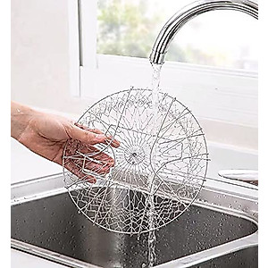 304 Stainless Steel Foldable Steam Rinse Strain Fry Basket Strainer Net Kitchen Cooking Tool for Fried Food or Fruits