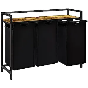 Lifewit Laundry Hamper 3 Section, 120L Pull out Laundry Clothes Basket Organizer with Large Top Shelf and 3 Removable Bags and Handles, Laundry Sorter for Laundry Room Bedroom Bathroom Dorm, Black