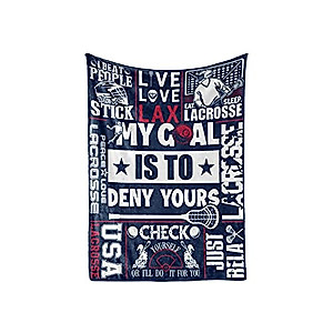 InnoBeta Lacrosse Gifts for Boys Throw, My Goal is to Deny Yours Flannel Blankets for Men 50" x 65"