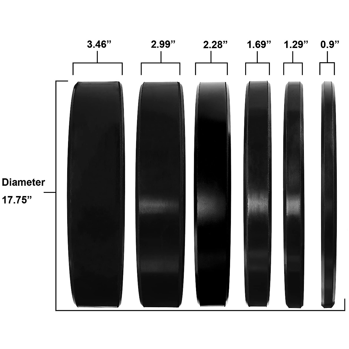 Signature Fitness 2" Olympic Bumper Plate Weight Plates with Steel Hub in Pairs or Sets - 100% Virgin Rubber, Black
