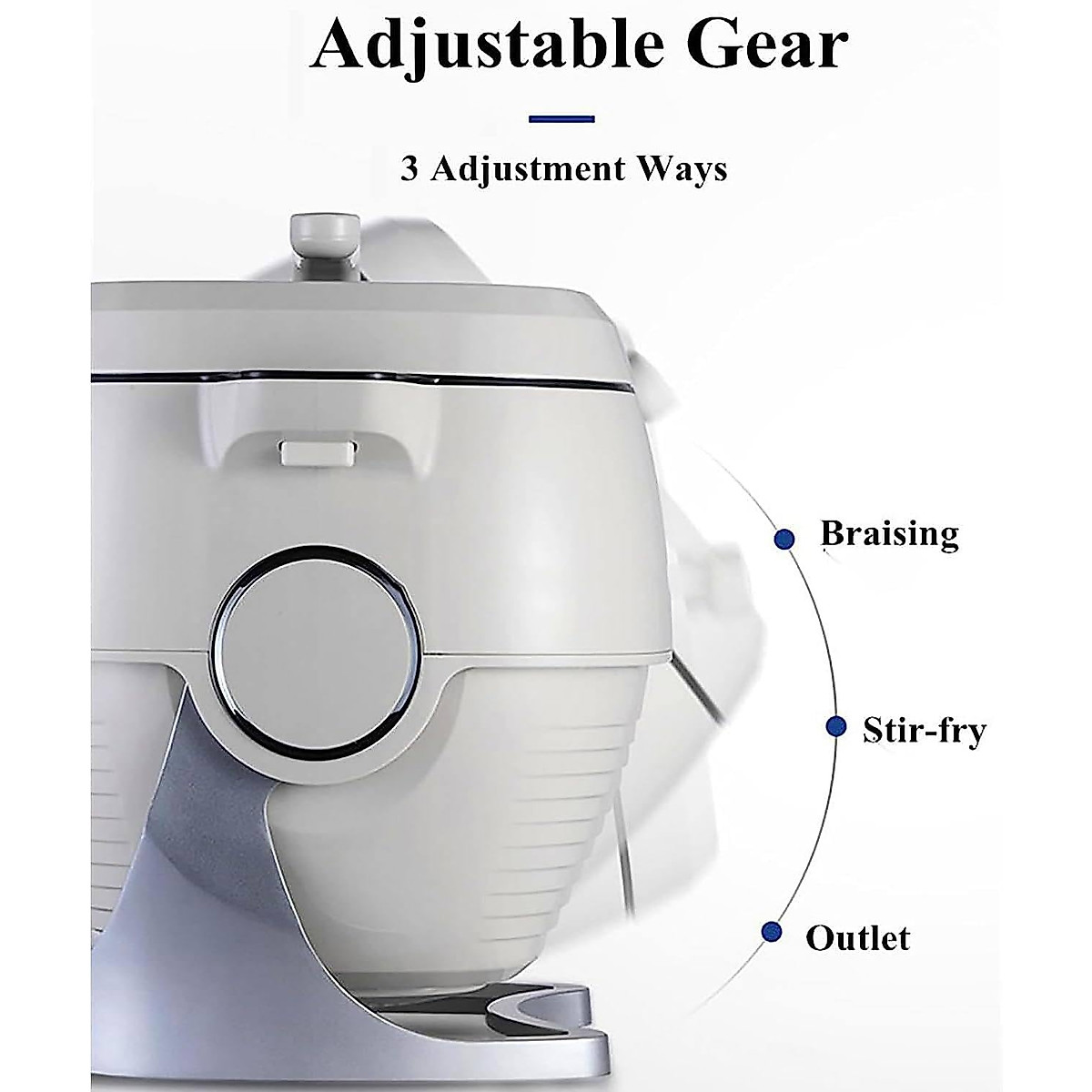 RESKIU Automatic Cooking Machine,2000W 6L auto Cooking Wok Fried Rice Machine,One-Click Smart Start, Three Speed Adjustable,360 ° Automatic Rotation, for Stir Frying,Stewing,Cooking