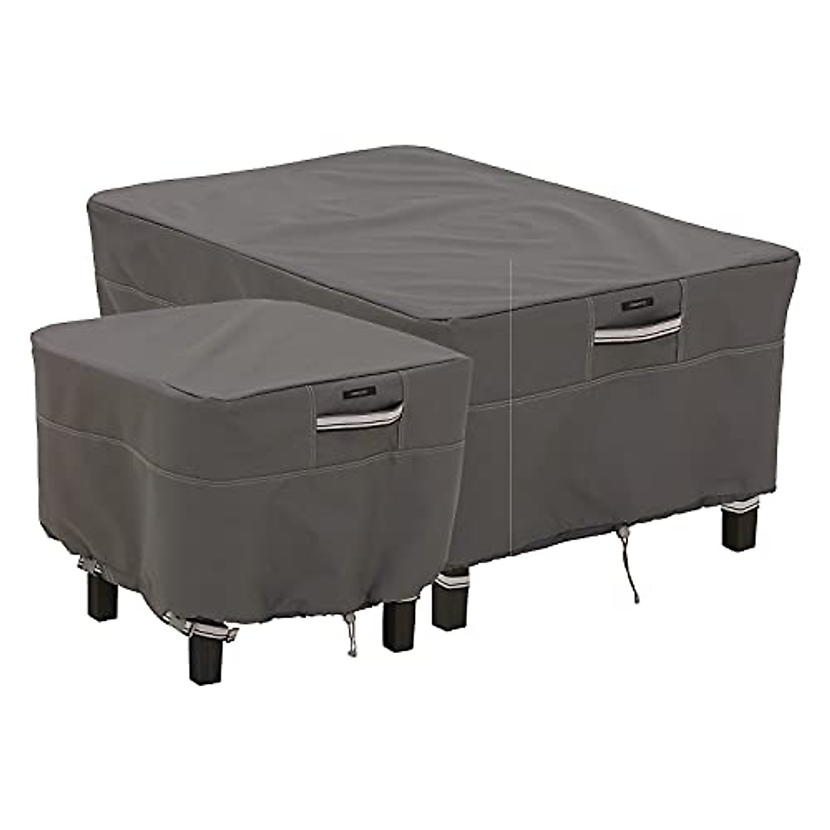 Classic Accessories Ravenna Water-Resistant 21 Inch Square Patio Ottoman/Table Cover, Outdoor Table Cover, Dark Taupe