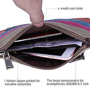 Lecxci Canvas Wristlets Bag Clutch Purses Wallet Slim Credit Card Holder Clutch with Removable Strap Cell Phone Wallet (Color-strap)