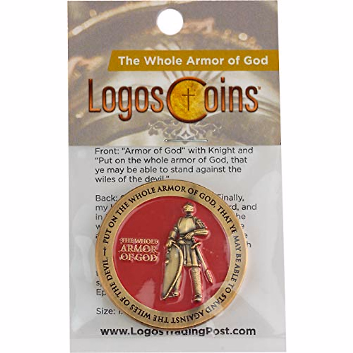 Armor of God, Christian Challenge Coin for Bible Study, Youth Groups, Handout for Teens, Religious Antique Gold-Color Plated Prayer Token