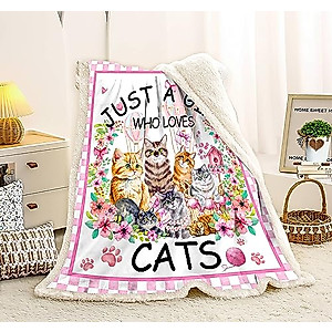 Cat Blanket,Cat Lover Gifts for Women, Blanket Gifts for Cat Lovers,Blanket Throw for Bedroom Sofa Couch Cat Gifts for Girls 50X60inches
