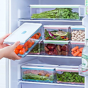 MineSign 6 Pack Stackable Fridge Organizers and Storage Clear Refrigerator Organizer Bins With Vented Lids And Drainer Plastic Container for Fruit Lettuce Produce Saver Keeper for Freezer Kitchen