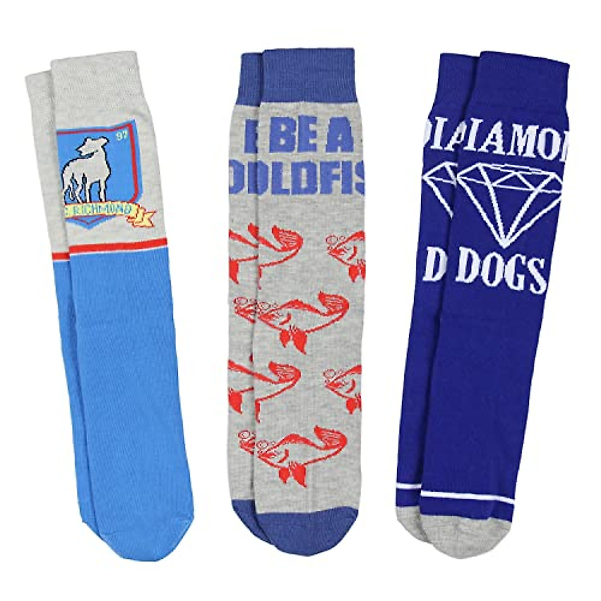 Bioworld Ted Lasso Original Series AFC Richmond 3 Pairs Multi-Design Mid-Calf Crew Socks