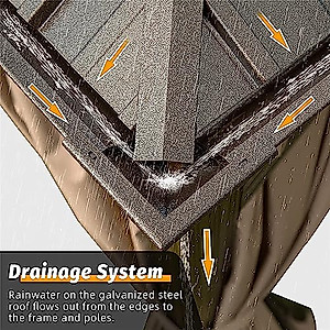 Evedy 12'x20' Outdoor Gazebo, Hardtop Gazebo, Outdoor Aluminum Frame Canopy with Galvanized Steel Double Roof, Outdoor Permanent Metal Pavilion with Curtains and Netting for Patio, Backyard Lawn